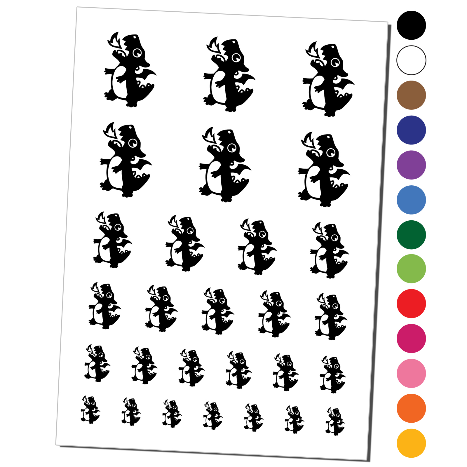 Cute Little Dragon Breathing Fire Water Resistant Temporary Tattoo Set ...