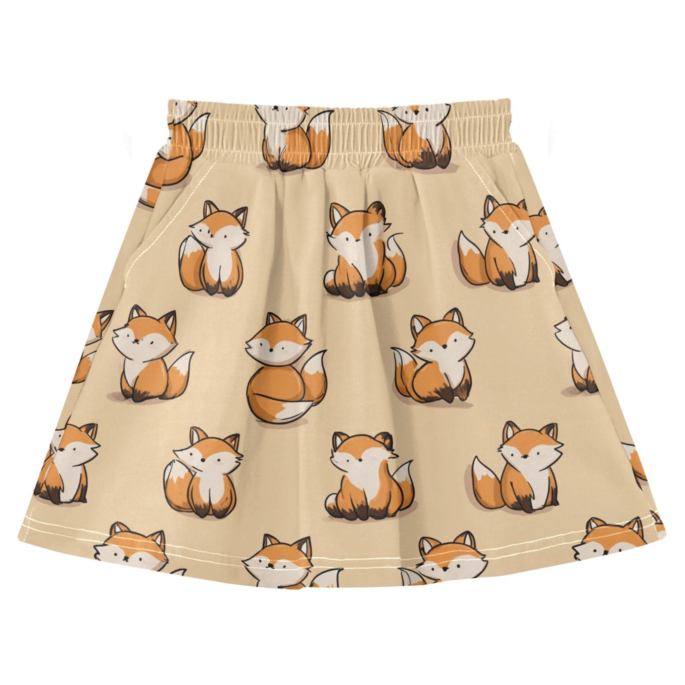 Cute Little Fox Athletic Skirt with Pockets and Built-in Shorts for 3 ...