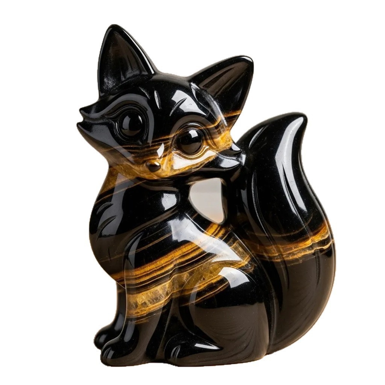 Cute Little Fox Ornament, Handcrafted Figurine with Luminous Eyes ...