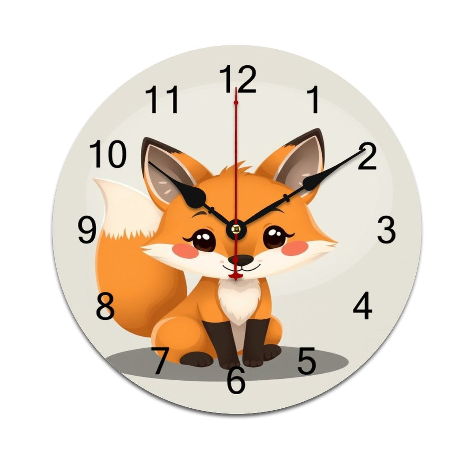 Cute Little Fox Silent Wall Clock Movement Battery Clock Mechanism Wall ...