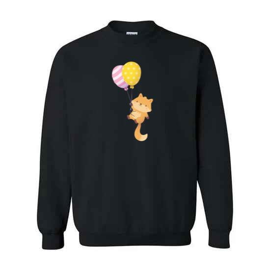 Cute Little Fox With Balloons Funny Animal Themed Unisex Sweatshirt up ...