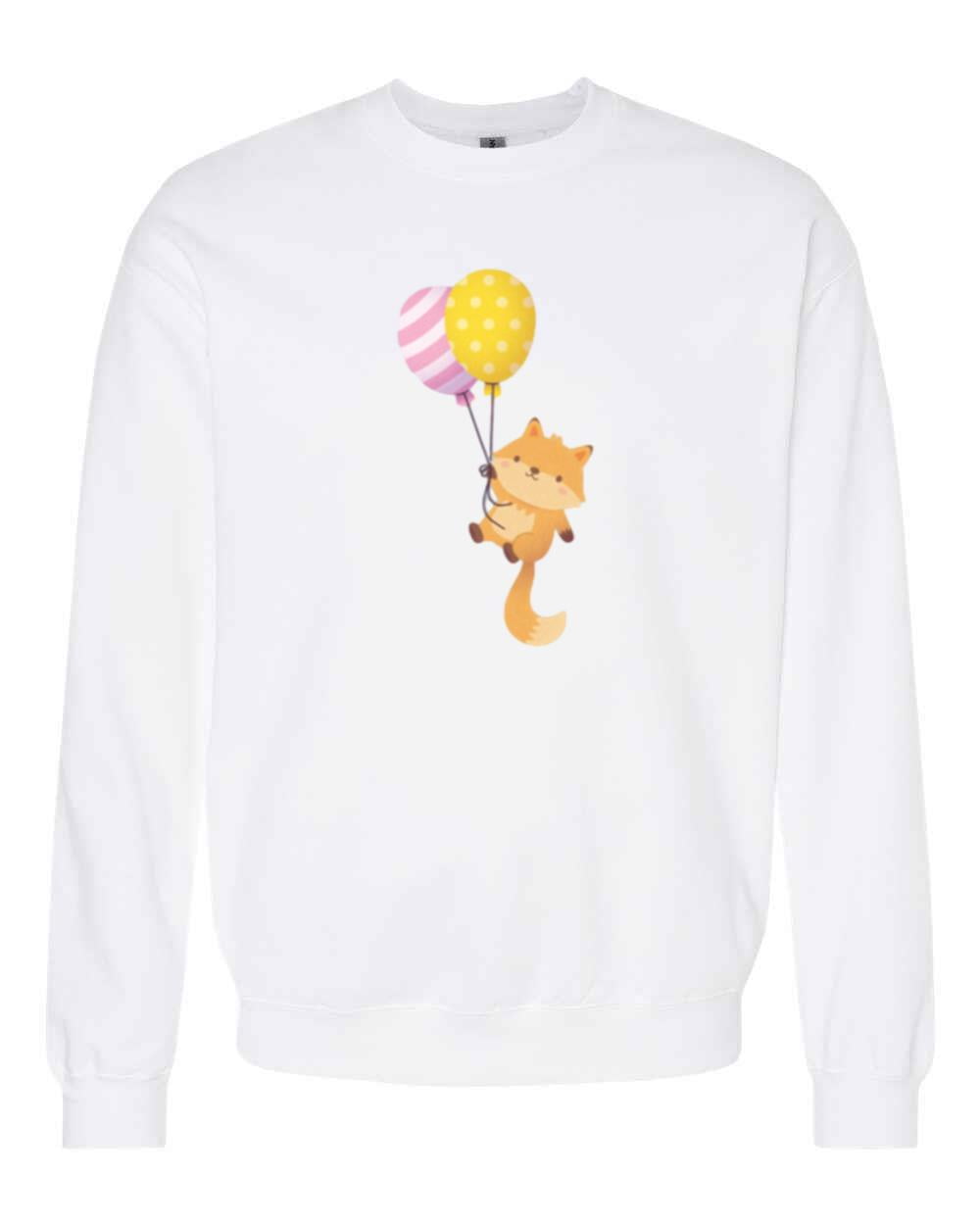 Cute Little Fox With Balloons Funny Animal Themed Unisex Sweatshirt up to 5XL - Walmart.com