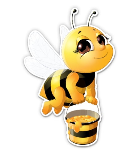 Cute Little Honey Bee Eating Honey - 12" Vinyl Sticker Waterproof Decal ...