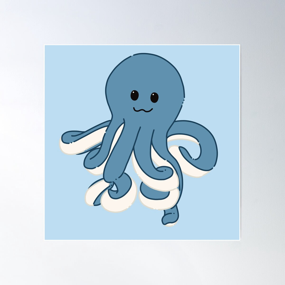 Cute Little Octopus Poster Wall Art, Modern Wall Decor For Living Room ...