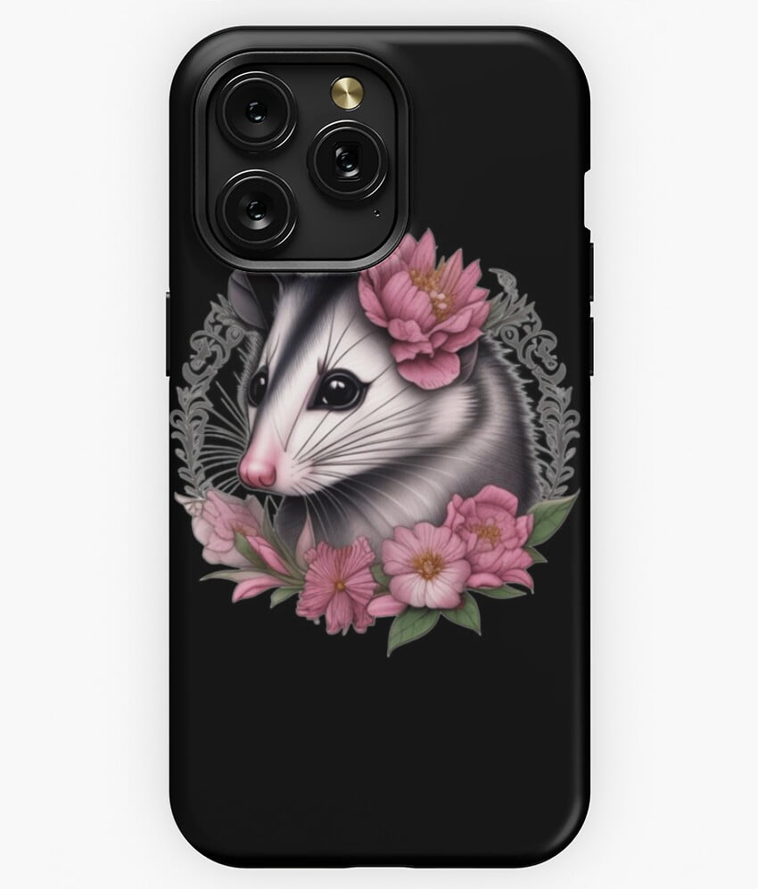 Cute Little Opossum Floral M3408 Phone Case for iPhone 17 16 15 14 13 ...