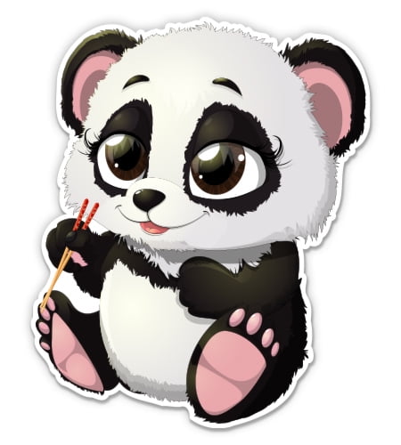 Cute Little Panda - 8" Vinyl Sticker - For Car Laptop I-Pad ...
