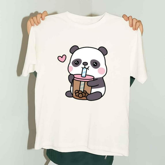 Cute Little Panda Loves Bubble Tea Funny Animal Drink Unisex T-Shirt up ...