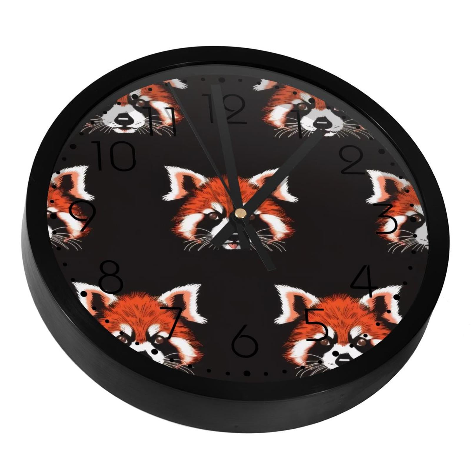 Cute Little Red Panda Silent Wall Clock, Non Ticking Battery Operated 9 ...