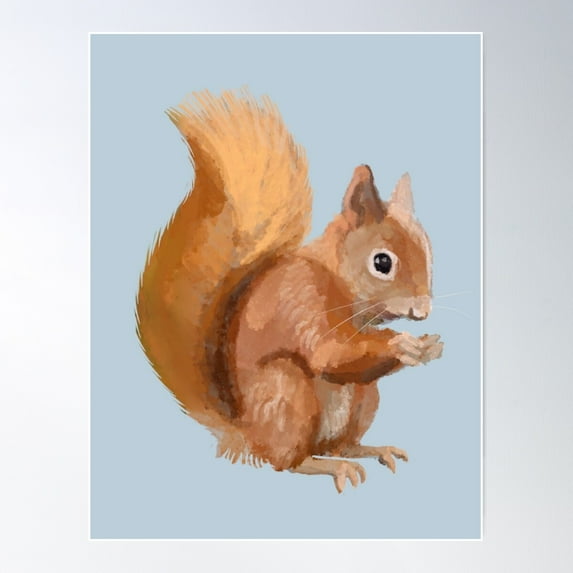 Cute Little Squirrel Poster Wall Art, Modern Wall Decor For Living Room ...