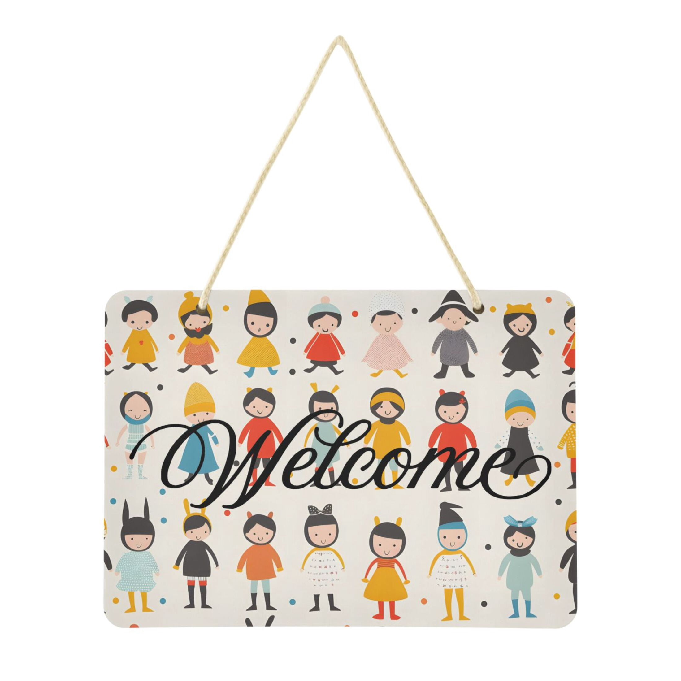 Cute Little Various Costumes People Welcome Sign Front Door PVC 14x10 ...