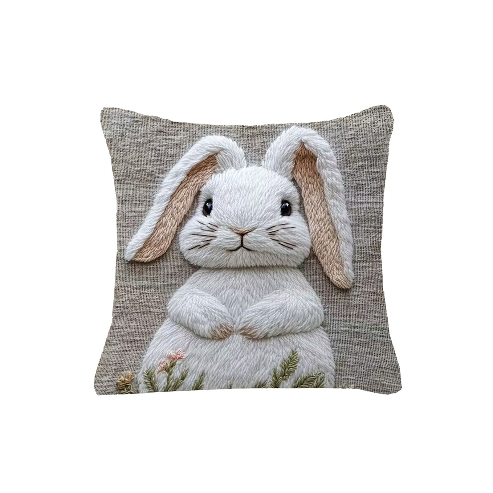 Cute Little White Rabbits Printed Lumbar Pillow Cover Removable and ...