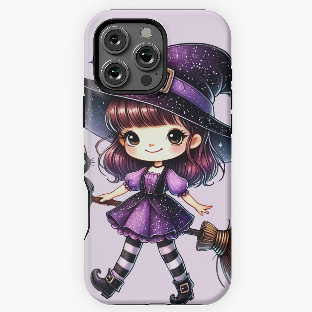 Cute Little Witch Kawaii Halloween Girl with Magic Cauldron ...