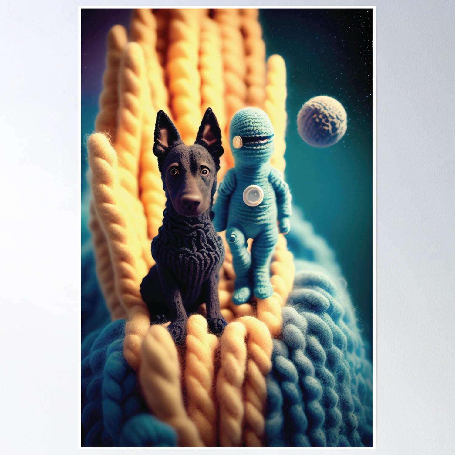Cute Little Woolen Puppie In Space: Artwork Puppies #01 Poster Wall Art, Modern Wall Decor ...