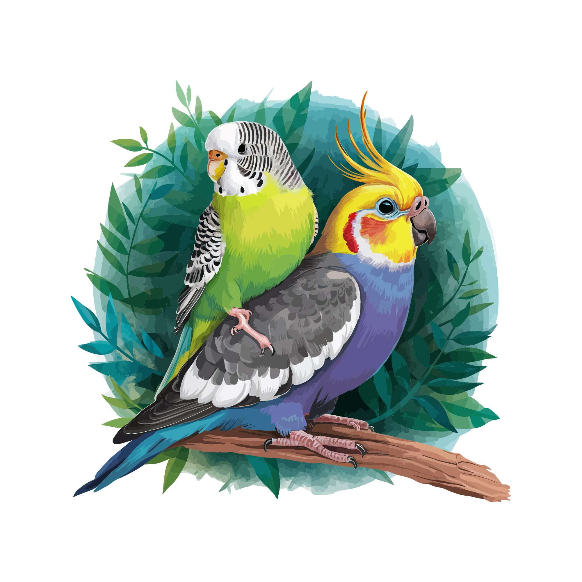 Cute Little budgerigar cockatiel Parrots Birds Wall Art Sticker Designs ...