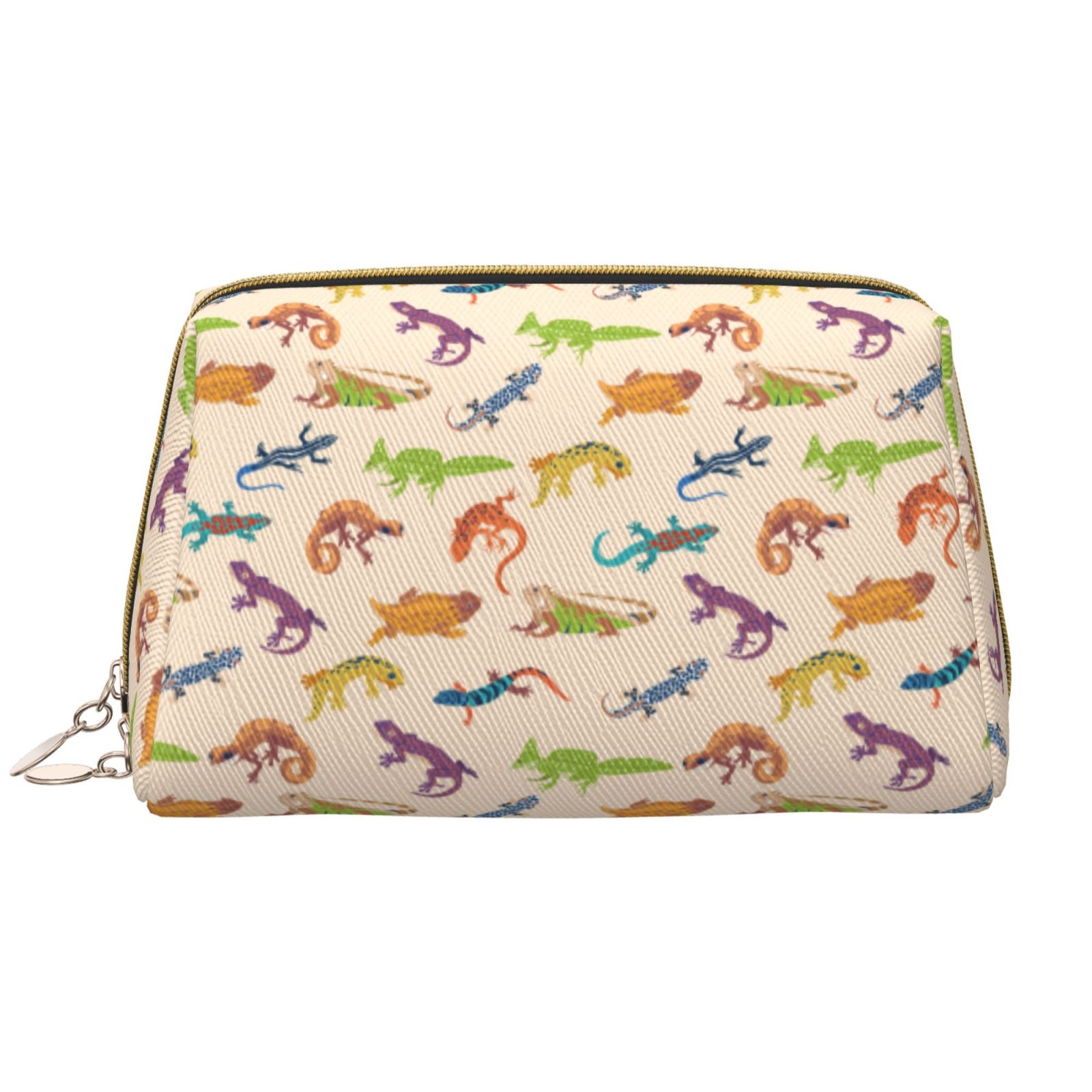 Cute Lizard Chameleon Gecko Makeup Bag, Large Capacity Travel Cosmetic ...