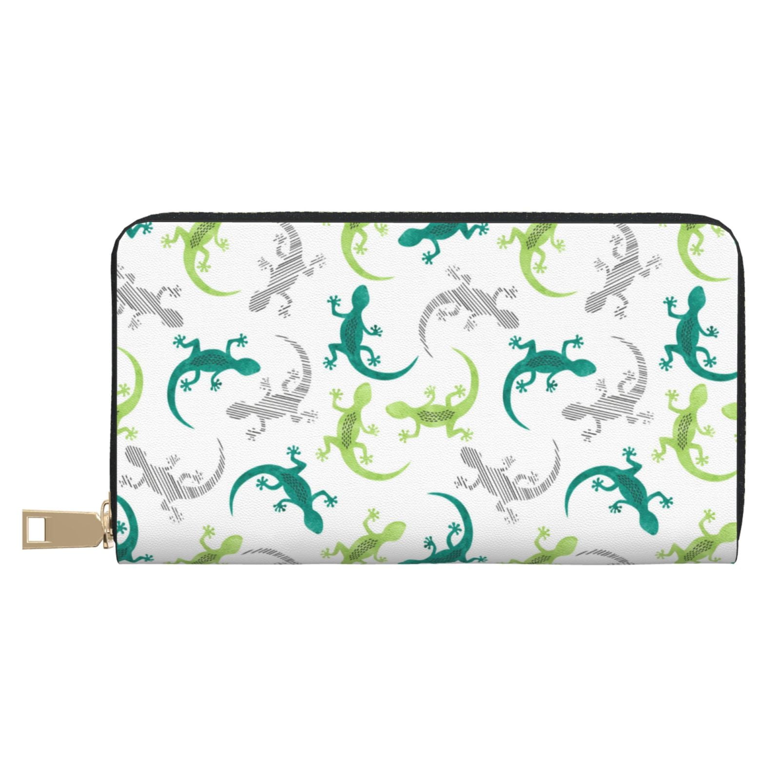 Cute Lizard Gecko Artistic_A Wallet Women, Leather Bifold Multi Card ...
