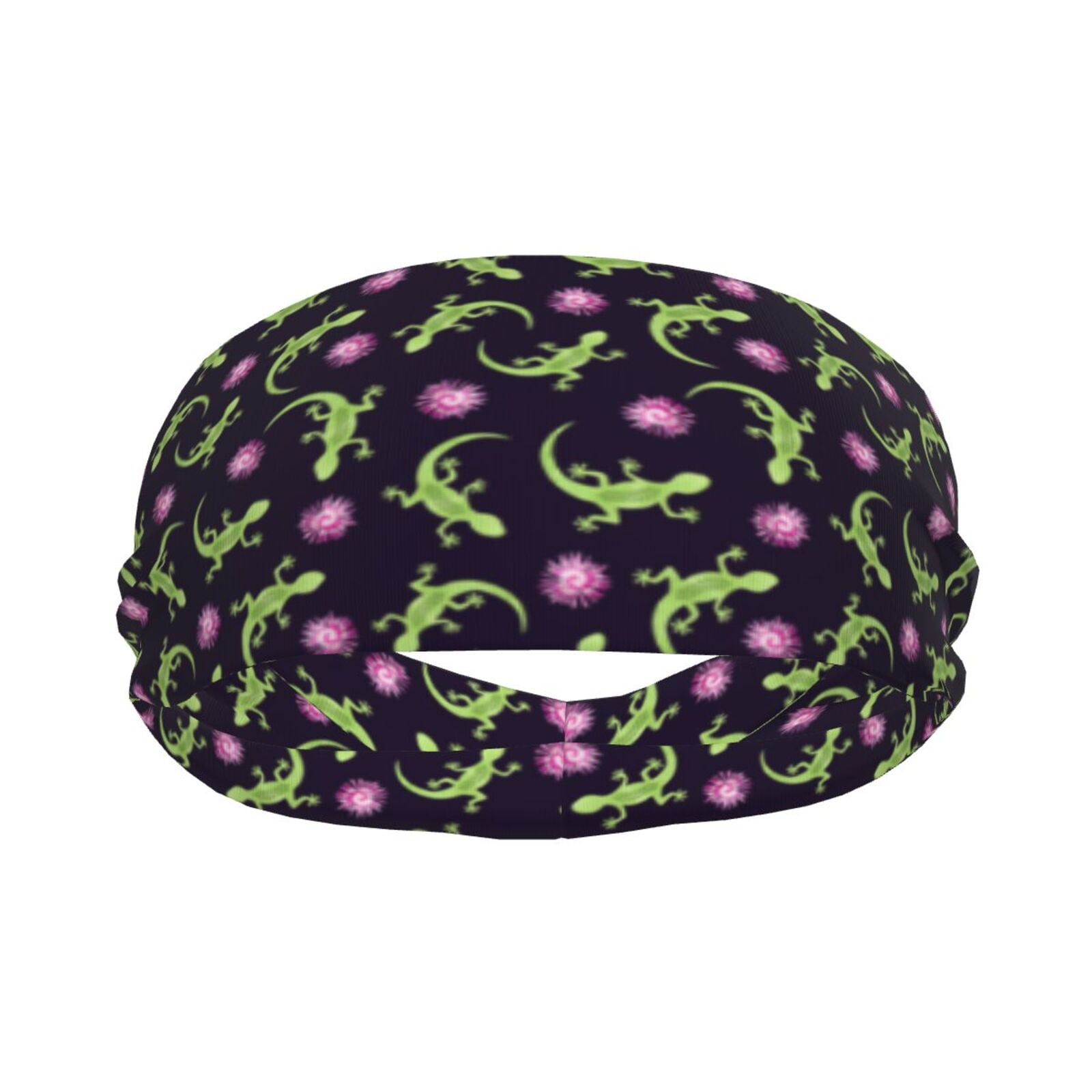 Cute Lizard Gecko Floral Pink Sports Headbands for Men/Women Workout ...