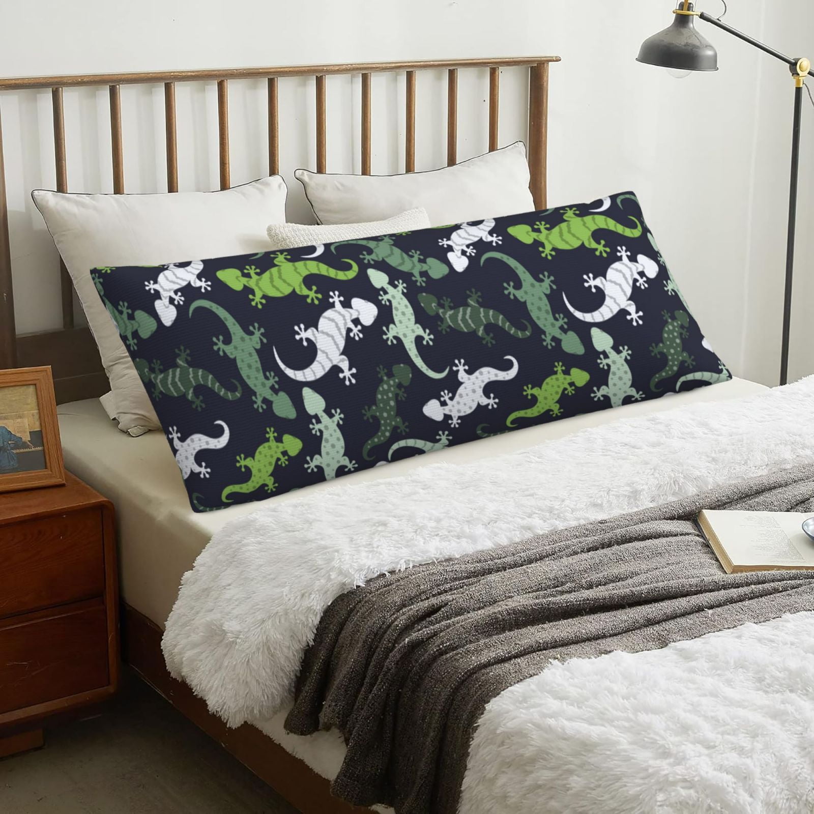 Cute Lizard Gecko Green Body Pillow Cover, Long Pillow Cover with ...