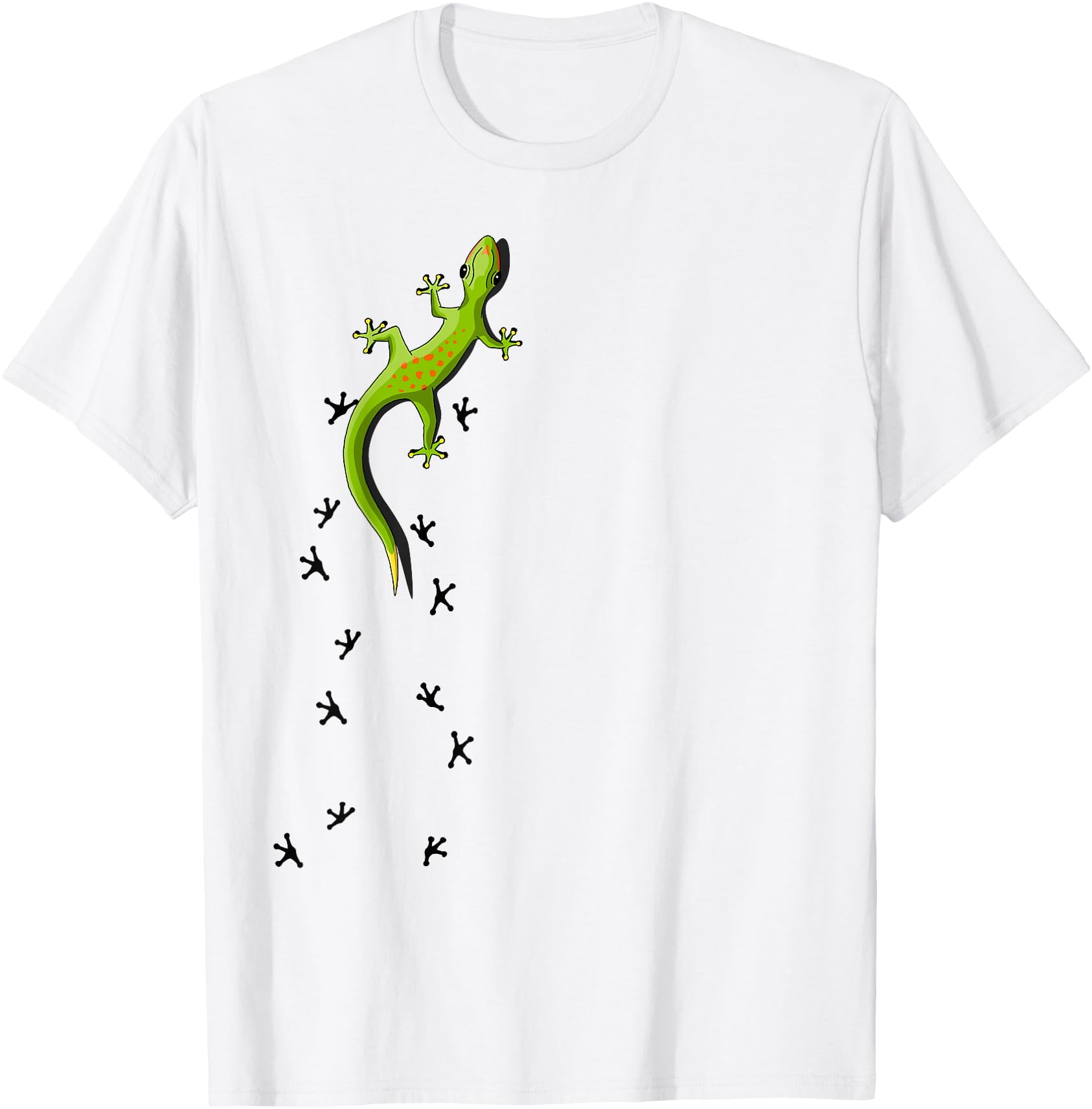 Cute Lizard Reptile With Tracks Climbing Gecko T-Shirt,Military Green ...