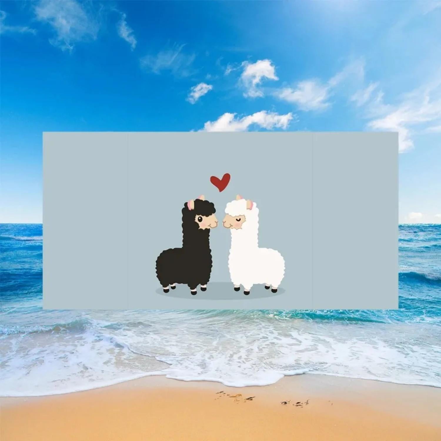 Cute Llama Alpaca Pattern Beach Towel Cartoon Animal Bath Towel for ...