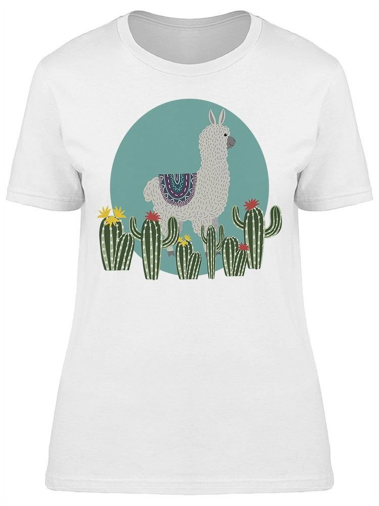 Cute Llama And Lots Of Cacti T-Shirt Women -Image by Shutterstock, Female x-Large - Walmart.com