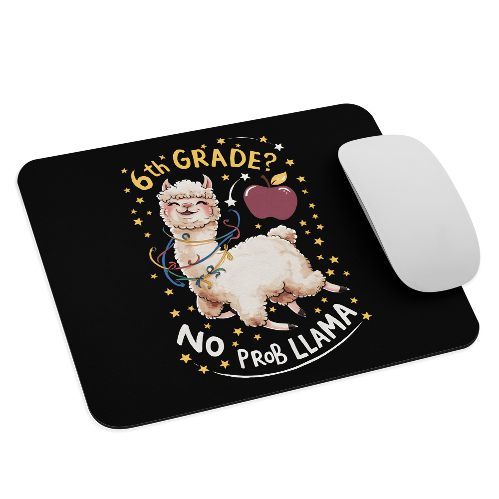 Cute Llama Boys Girls Mouse Pad, Sixth 6th Grade Llama Back to First ...