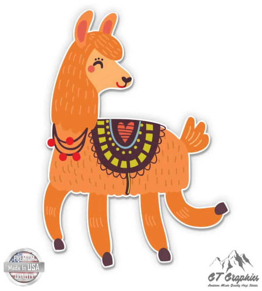 Cute Llama Orange - 3" Vinyl Sticker - For Car Laptop I-Pad Phone ...
