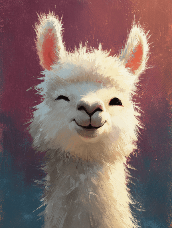 Cute Llama Portrait Canvas Print, Suitable for Living Room, Bedroom ...