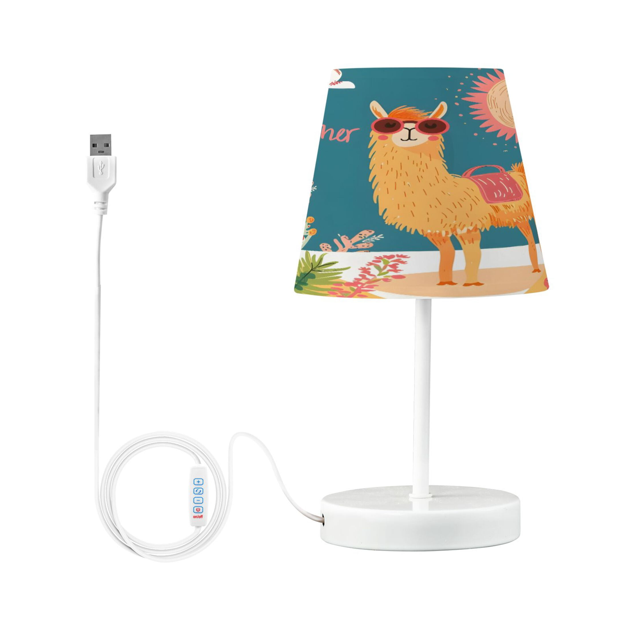 Cute Llama with Summer Sun Desk Lamp LED Table Nightstand Lamps with 3 ...