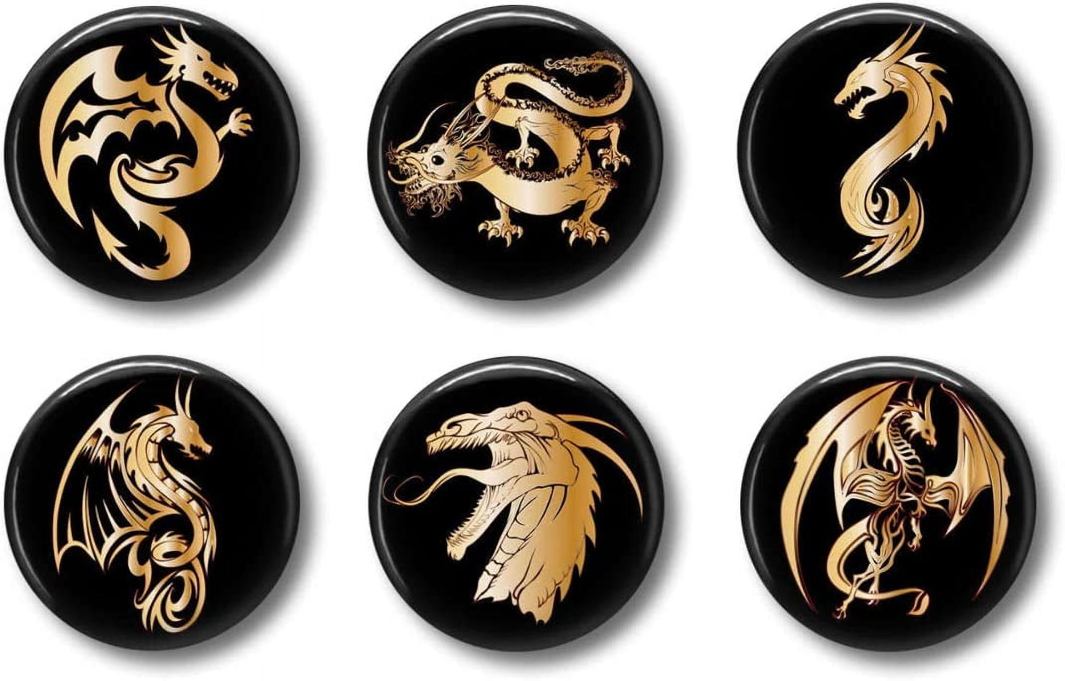 Cute Locker Magnets For Teens - Golden Dragons - Set of Six 1.75 ...