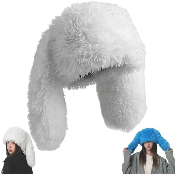 Cute Long Bunny Ear Plush Hat, Fluffy Bunny Ear Beanie for Women, Soft ...