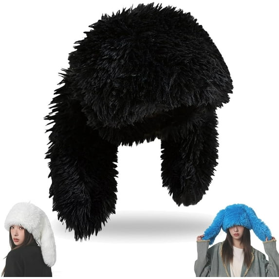 Cute Long Bunny Ear Plush Hat, Fluffy Bunny Ear Beanie for Women, Soft ...
