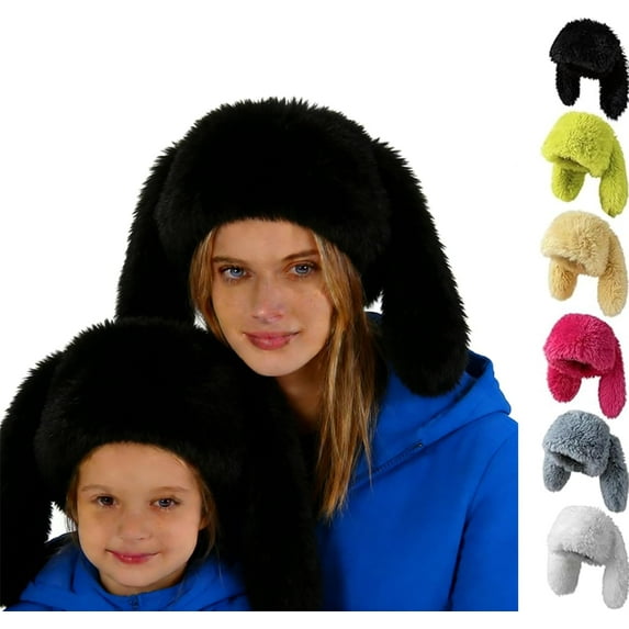 Cute Long Bunny Ear Plush Hat,Soft Fluffy Winter Hat with Ears,Fuzzy ...