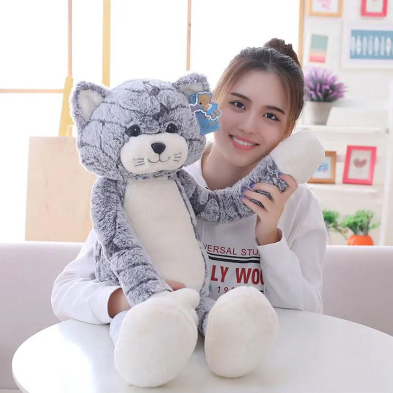 Cute Long Cat Gray Stuffed Animal 19.7", Cat Plush Toy, Cute Long Cat ...