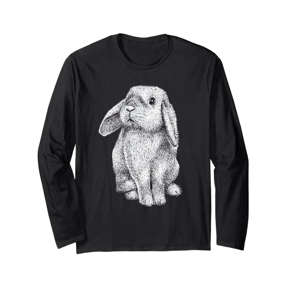 Cute Lop Eared Bunny Rabbit Illustration Long Sleeve T-Shirt for Easter ...