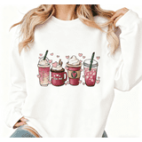 Cute Love Drinks Print Sweatshirt Sweatshirt Valentine's Black S-3XL ...