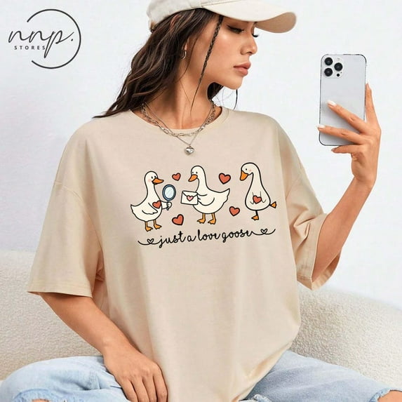 Cute Love Goose Coquette Shirt Funny Duck Goose V-Day Love Tee ...