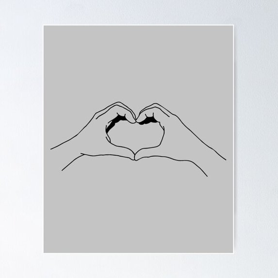 Cute Love Hand Gesture & Symbol Poster Wall Art, Modern Wall Decor For ...