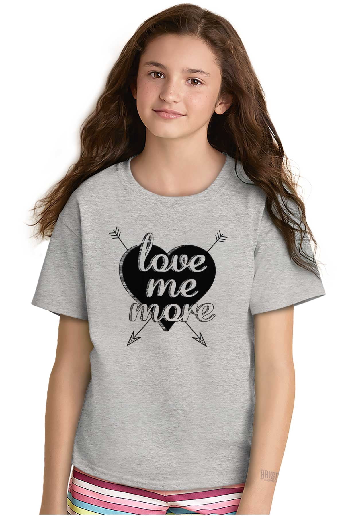 Cute Love Me More Valentines Heart Girls Kids T Shirt Tees Teen Brisco ...