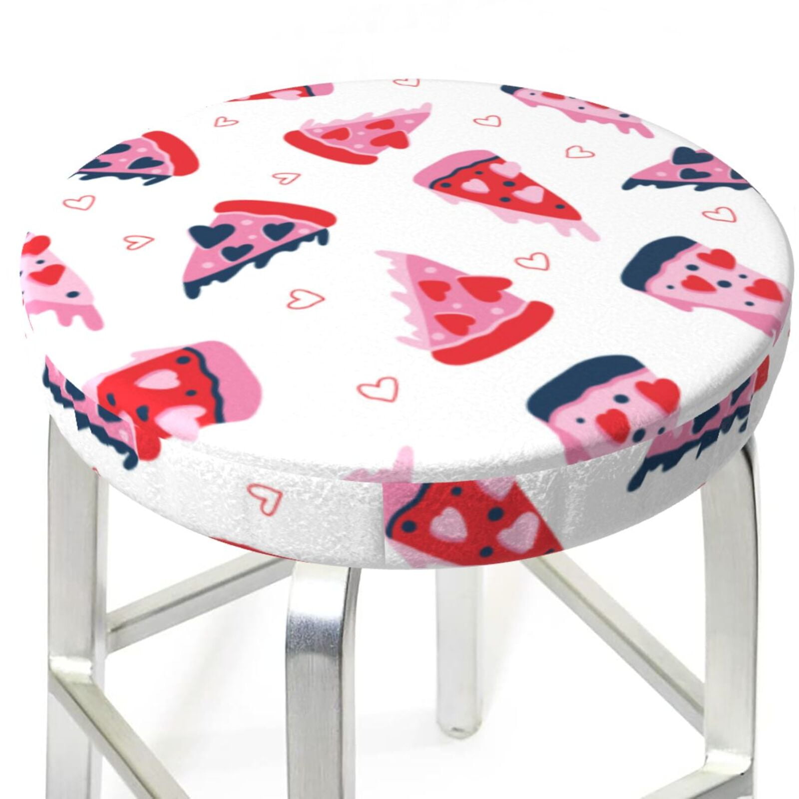 Cute Love Pizza pink Bar Stool Covers Round - Washable Round Seat ...