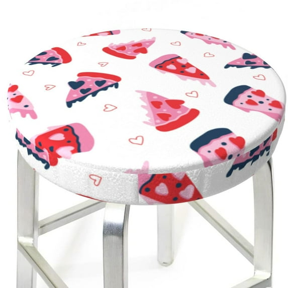 Cute Love Pizza pink Bar Stool Covers - Stretch Round Seat Covers with ...