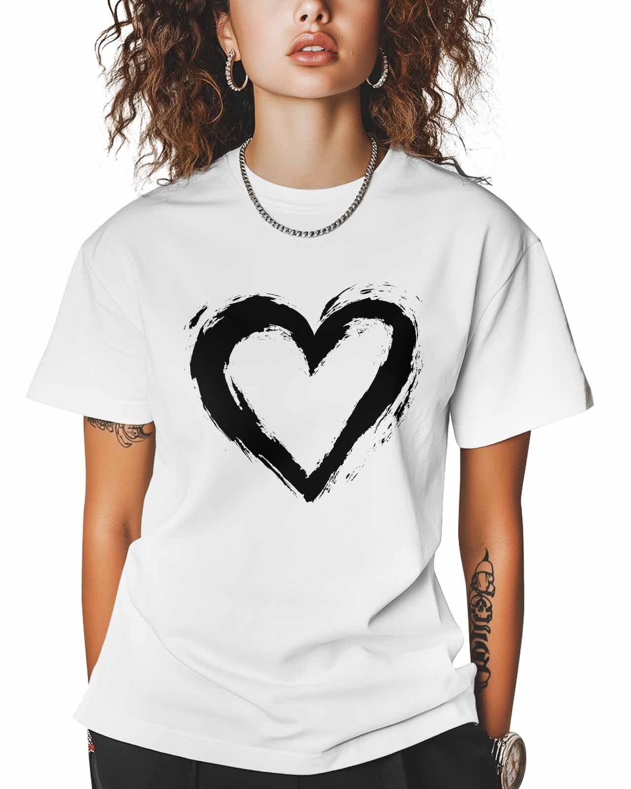 Cute Love T Shirts for Women Short Sleeve Cotton Crewneck T-Shirt ...