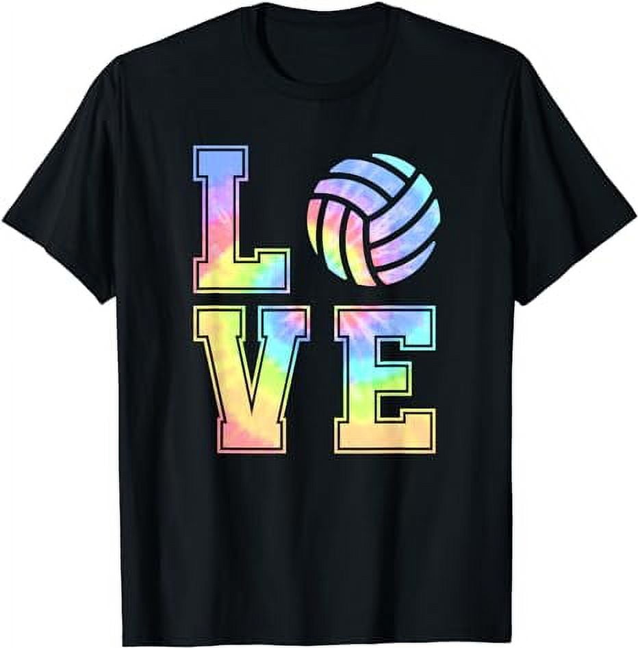 Cute Love Volleyball Tie Dye Volleyball Gift Teen Girls Kid T-Shirt ...