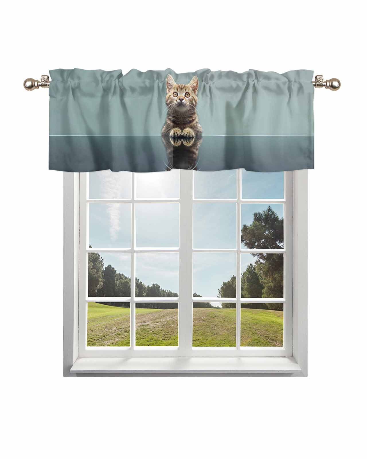 Cute Lovely Cat Curtain Valance for Windows/Living Room/Kitchen ...