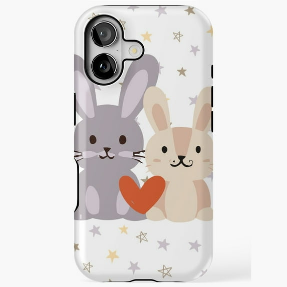 Cute Lover Bunnies Design Romance iPhone Case 17 through 11 Pro Max ...