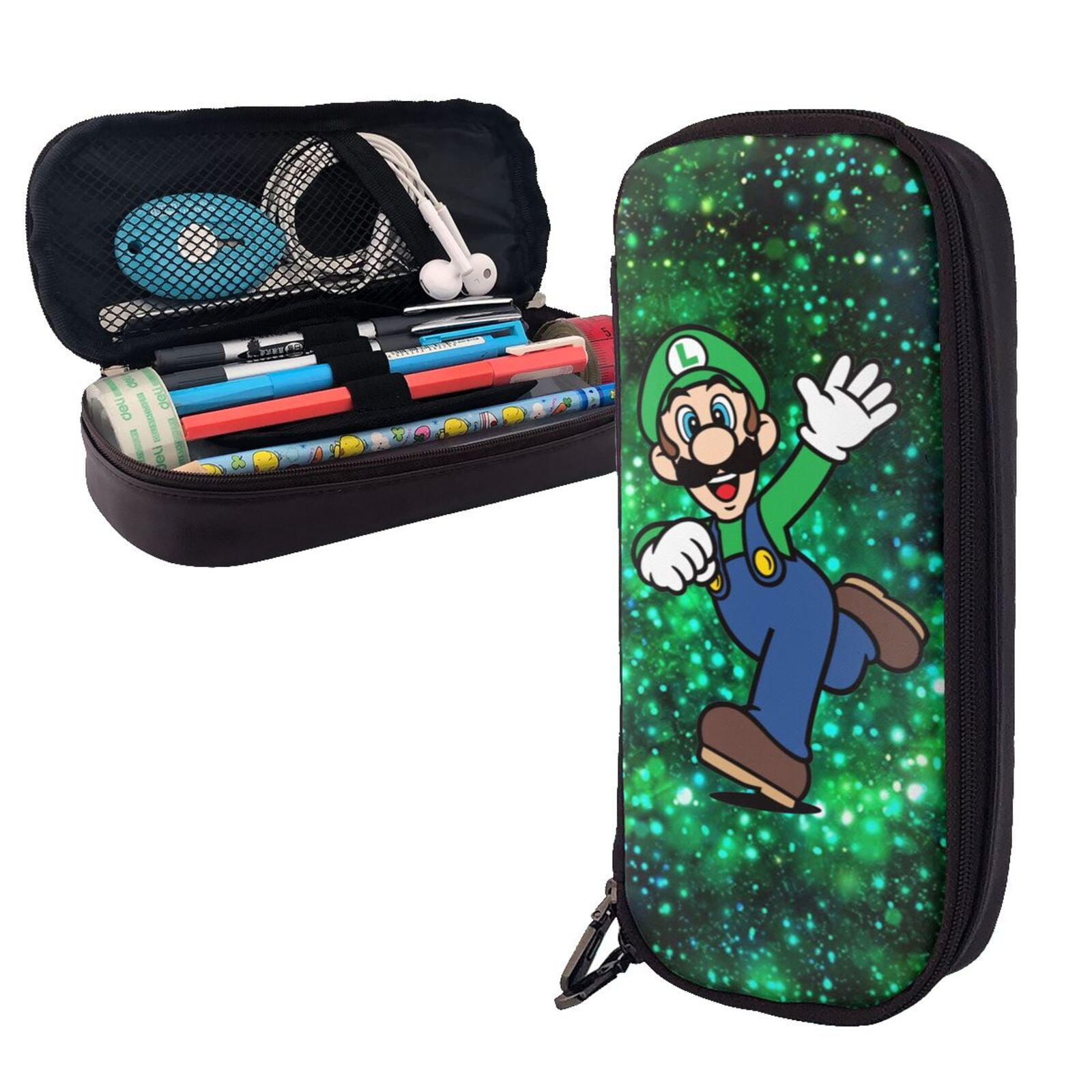 Cute Luigi's Mansion Game Pencil Case Brown Leather Pen Bag Stationery ...