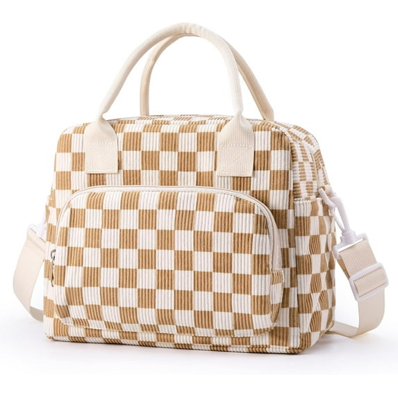 Cute Lunch Bag for Women, Corduroy Insulated Lunch Box for Work Lunch ...