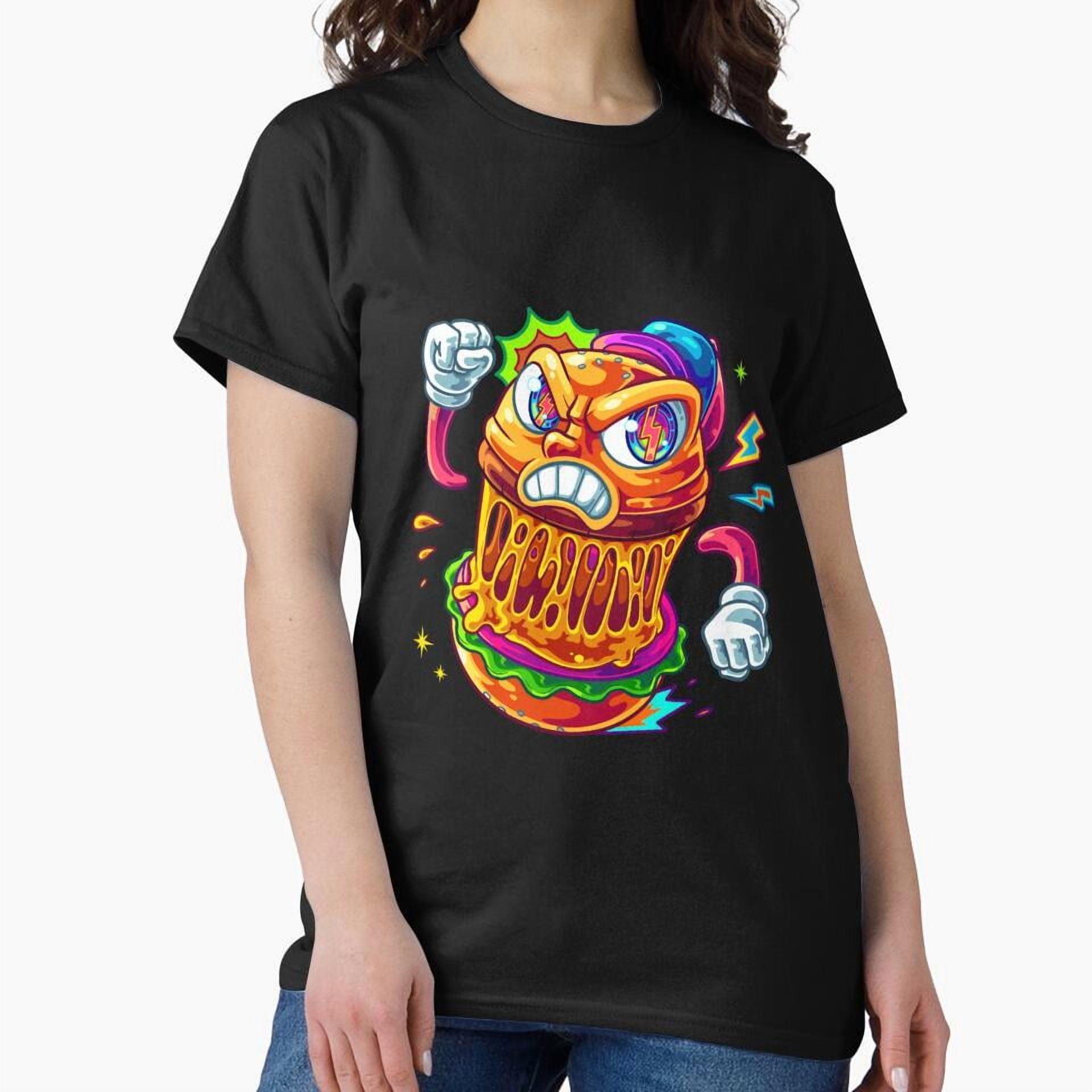 Cute Mad Burger Comic Cartoon Foodie Graphic Design Art Unisex T-Shirt ...