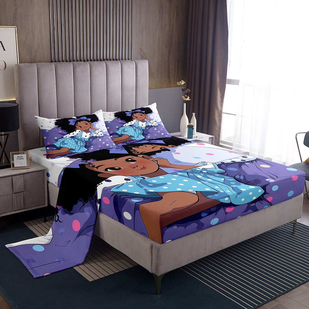 Cute Magic Black Girls Bed Sheets Set African American Black Girls ...