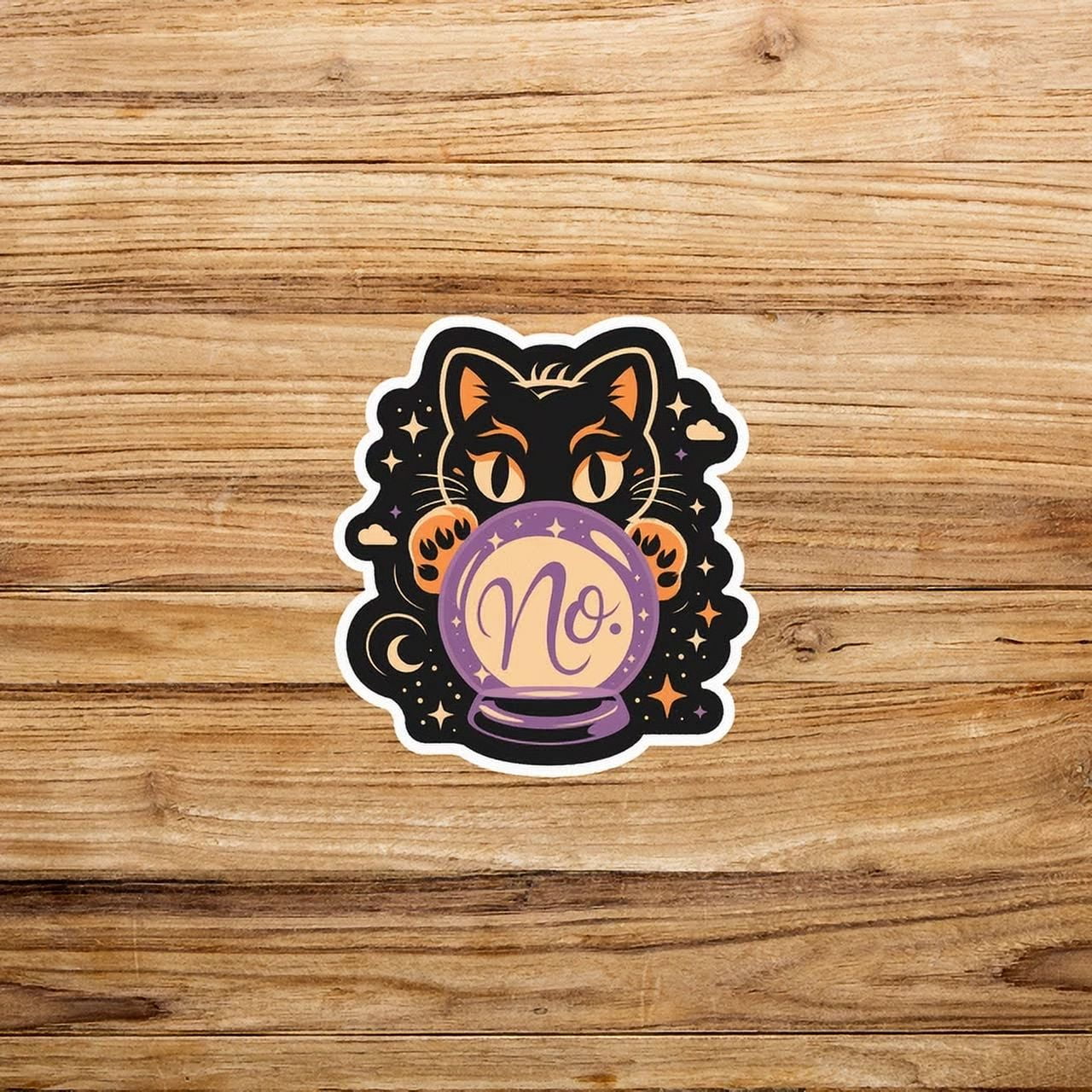 Cute Magic Cat Crystal Ball Sticker - Mystical Feline Fortune Teller ...